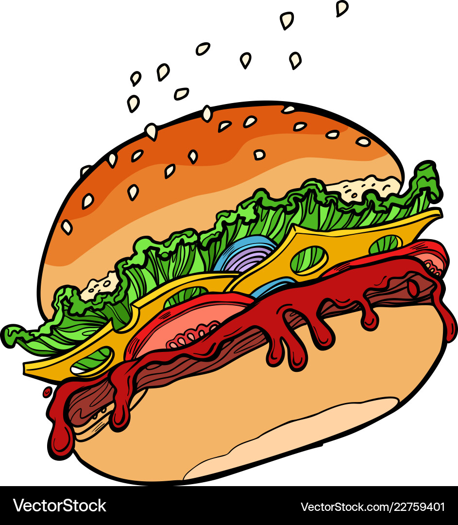 Fast food burger Royalty Free Vector Image - VectorStock