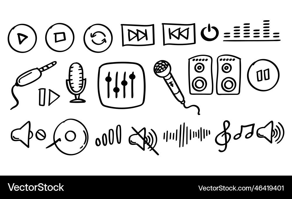 Hand Drawn Music Icon - Doodle Style Royalty Free Vector
