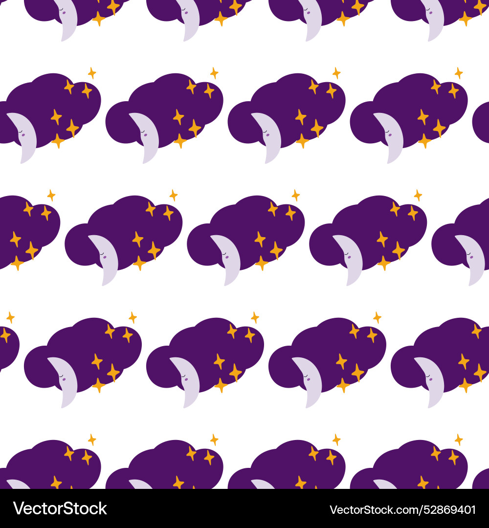 Magic cloud with moon and decorative stars Vector Image