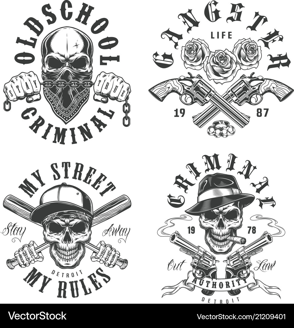 Set of gangster emblems Royalty Free Vector Image