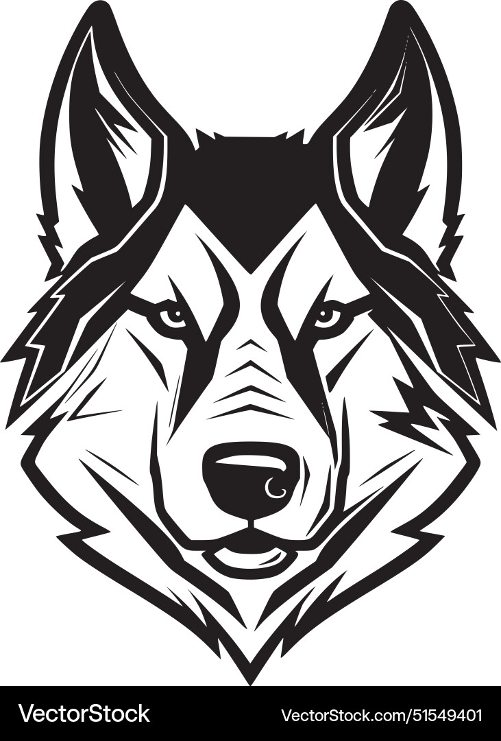 Siberian husky - black and white Royalty Free Vector Image
