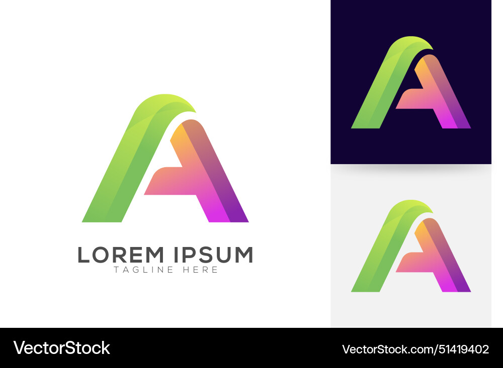 A letter logo design vibrant colors template Vector Image