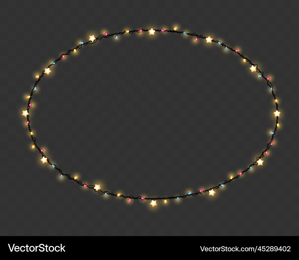 Christmas lights string oval shape Royalty Free Vector Image