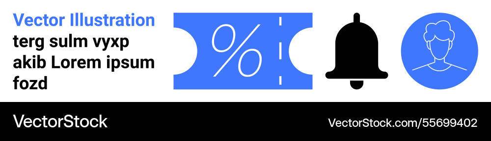 Discount coupon notification bell and user Vector Image