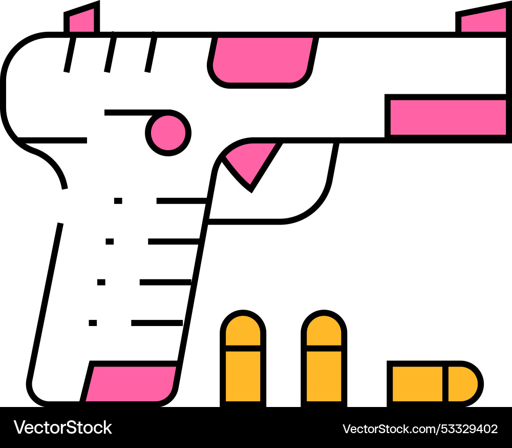 Gun with cartridges icon color Royalty Free Vector Image