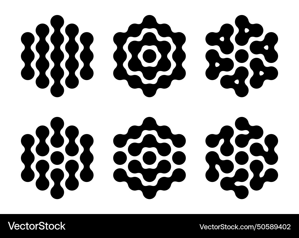 Molecule connected circles as chain of atoms Vector Image