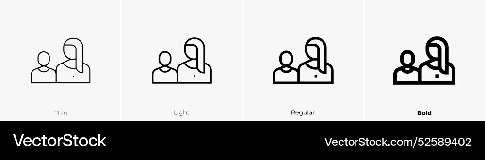 Mother and son icon thin light regular bold Vector Image