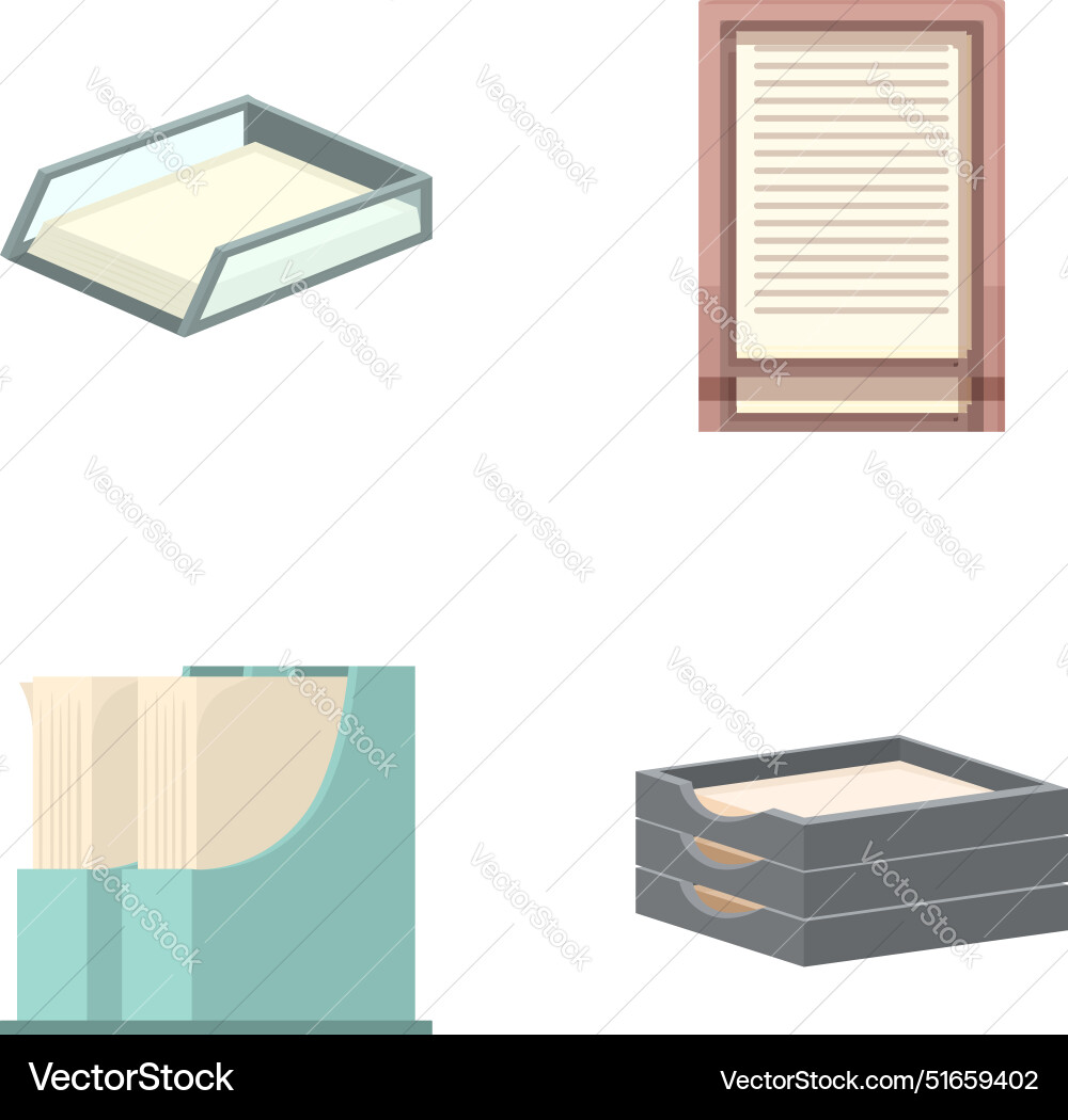 Stationery elements tray document book Royalty Free Vector