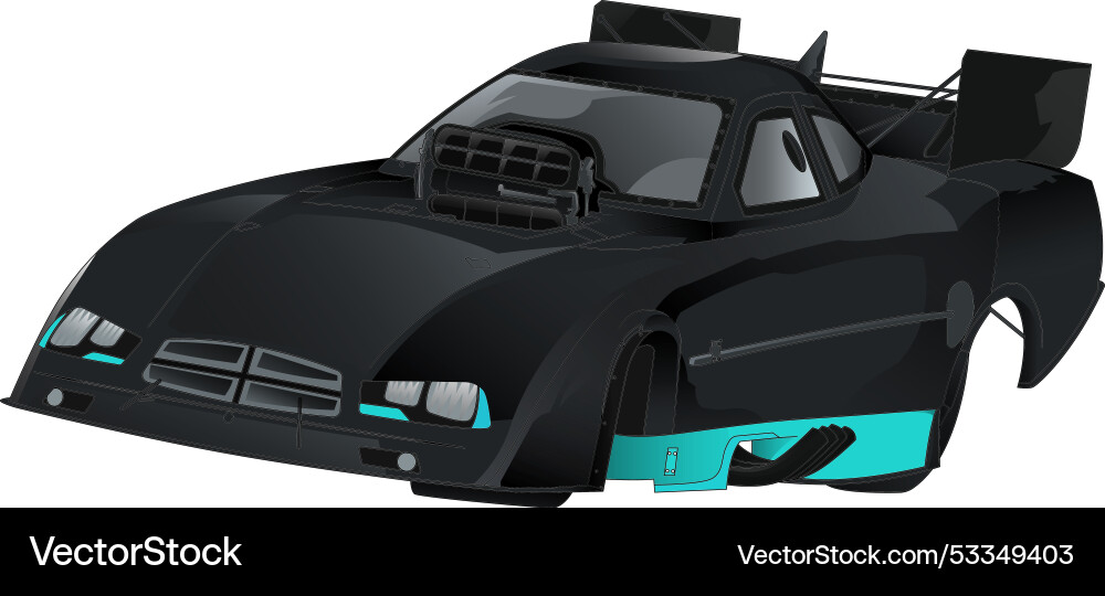 Black drag racing car with blue strip Royalty Free Vector