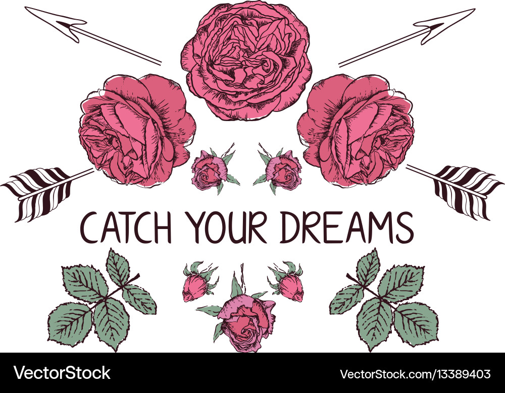 Boho Rose Arrow Floral Art Royalty Free Vector Image