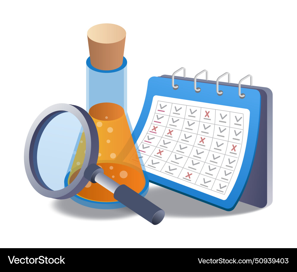 Check mark of laboratory experiment results flat Vector Image