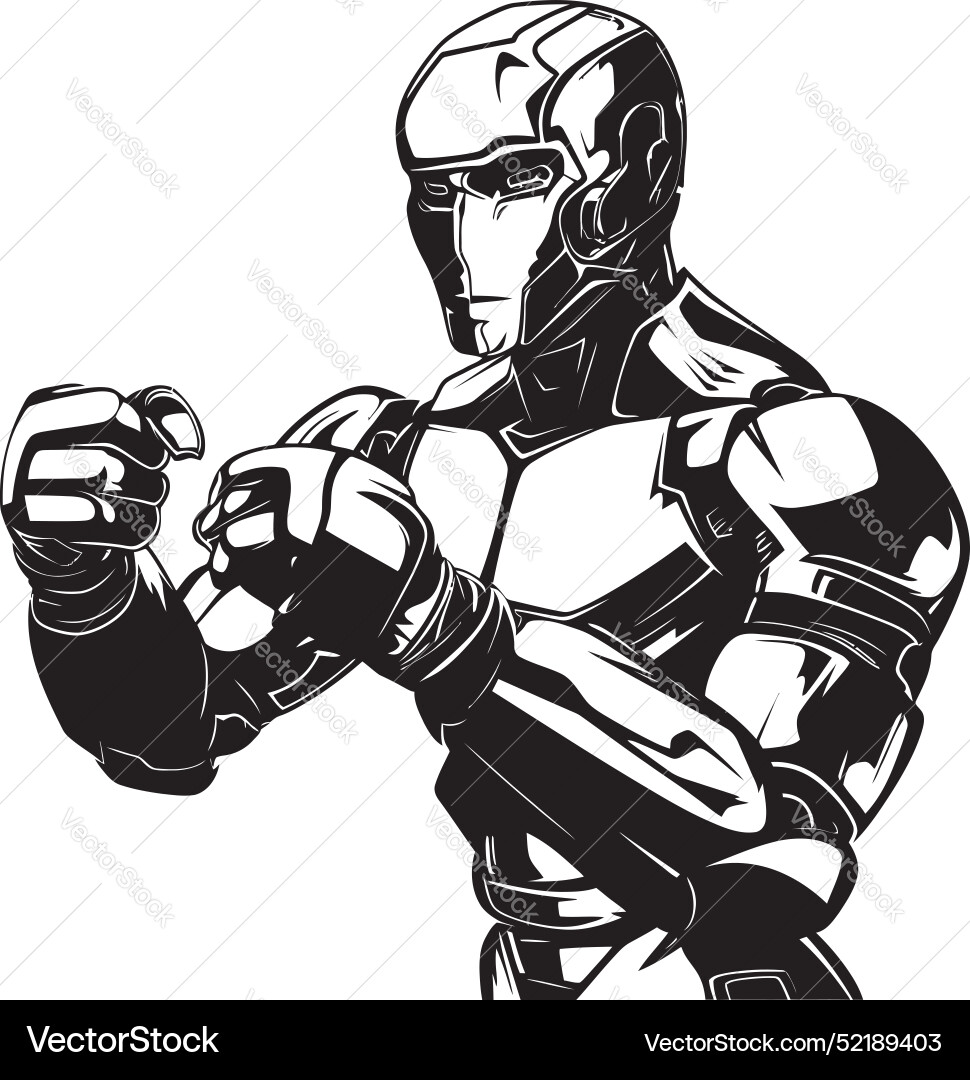 Circuit puncher robot boxer black logo icon Vector Image