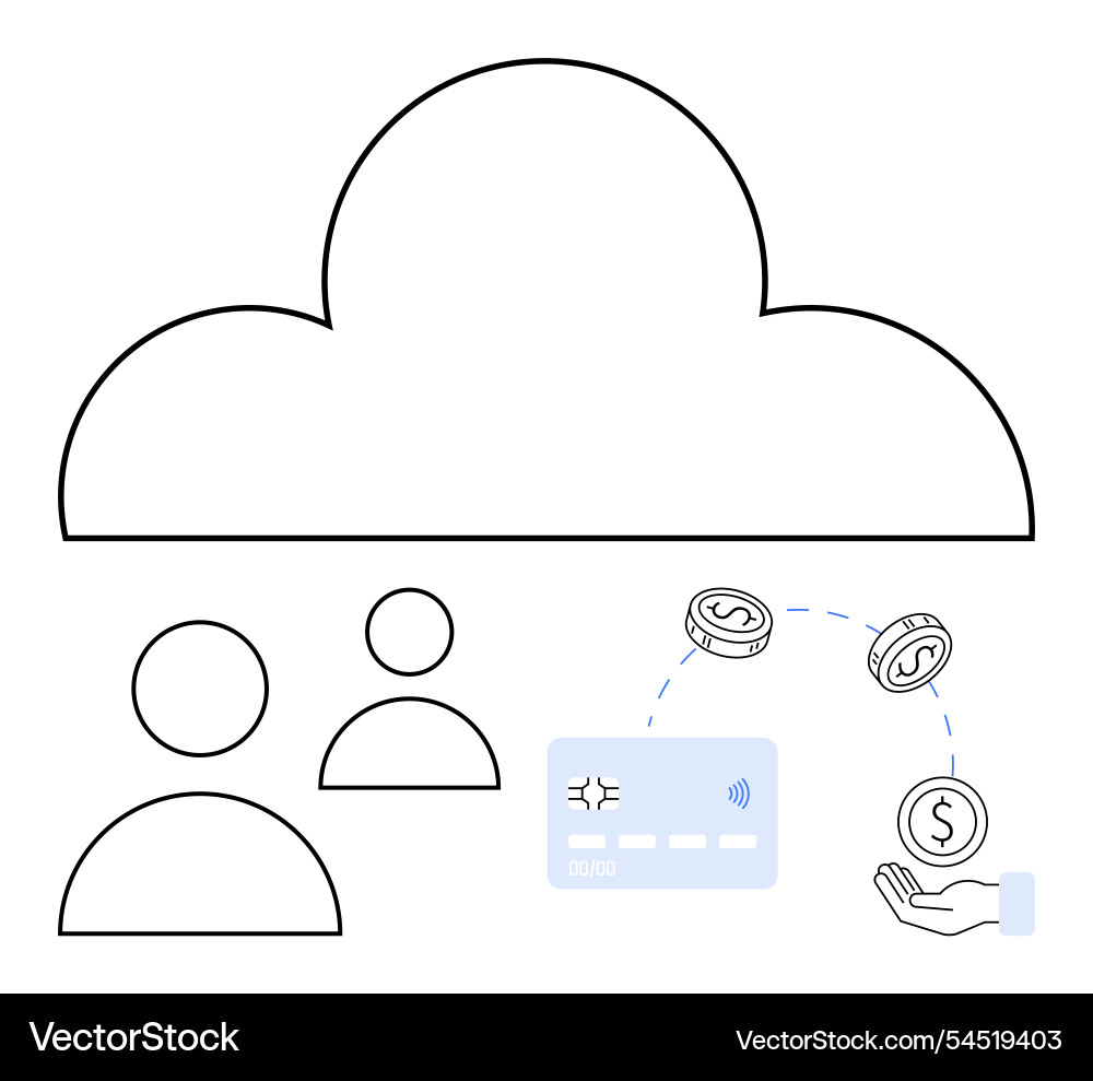 Cloud-based financial transactions with credit Vector Image