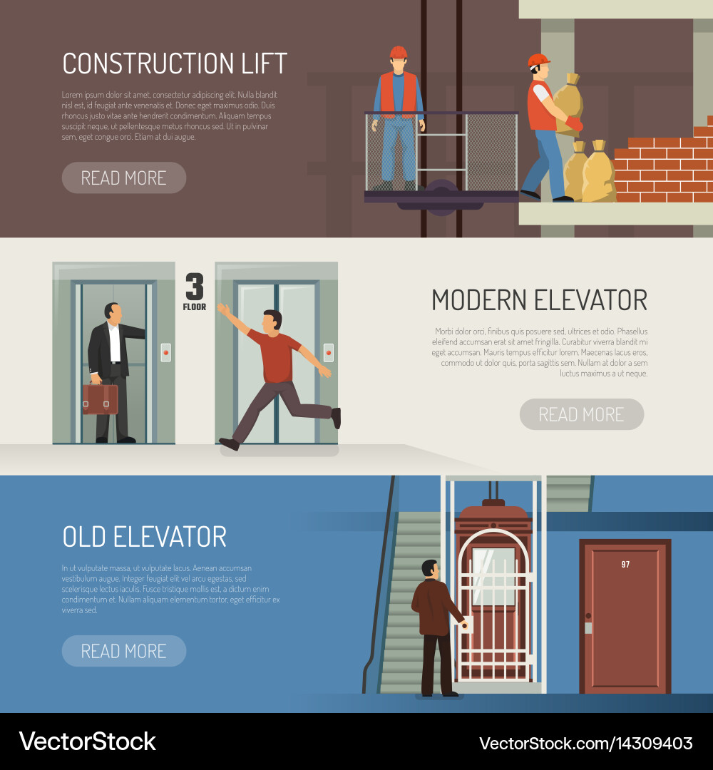 Elevator horizontal banners set Royalty Free Vector Image