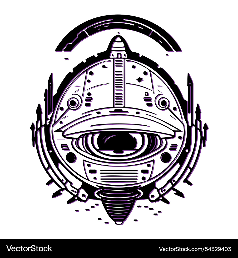 Futuristic spaceship eye emblem concept Royalty Free Vector
