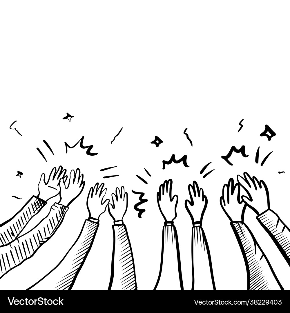 Hand drawn sketch style applause thumbs up Vector Image