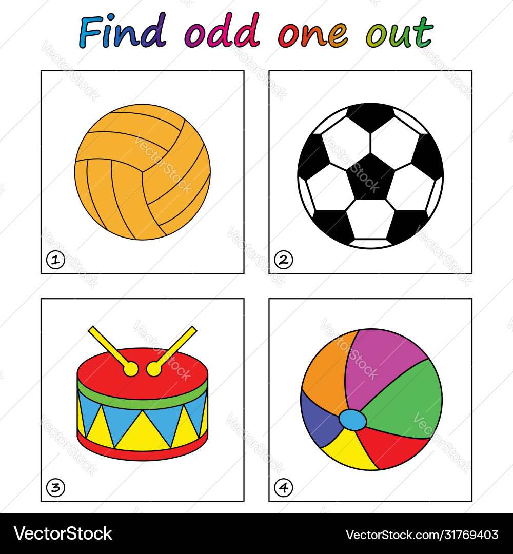 Kids' Find the Odd One Out Worksheet Royalty Free Vector