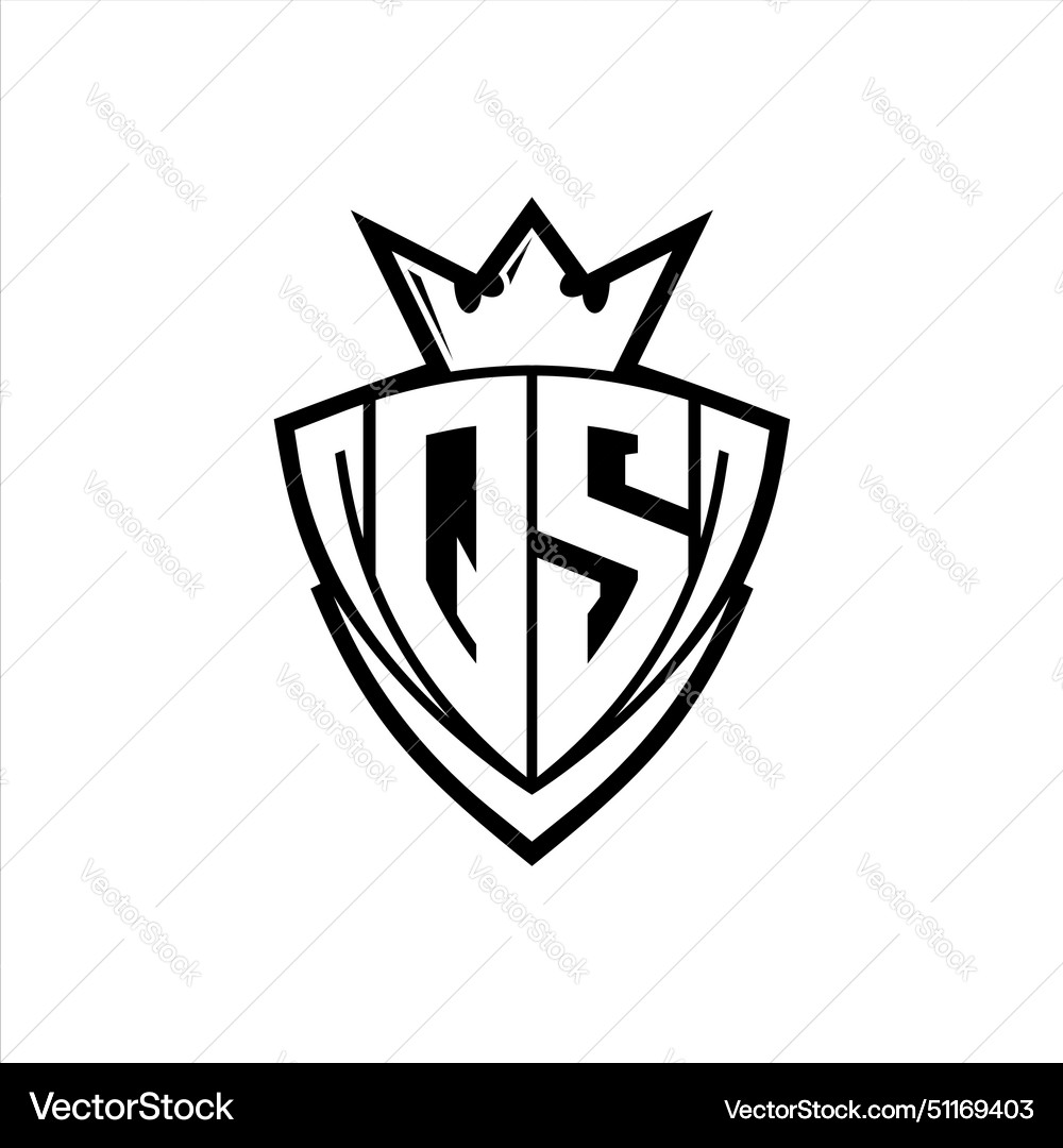 Qs letter logo with sharp triangle shield shape Vector Image
