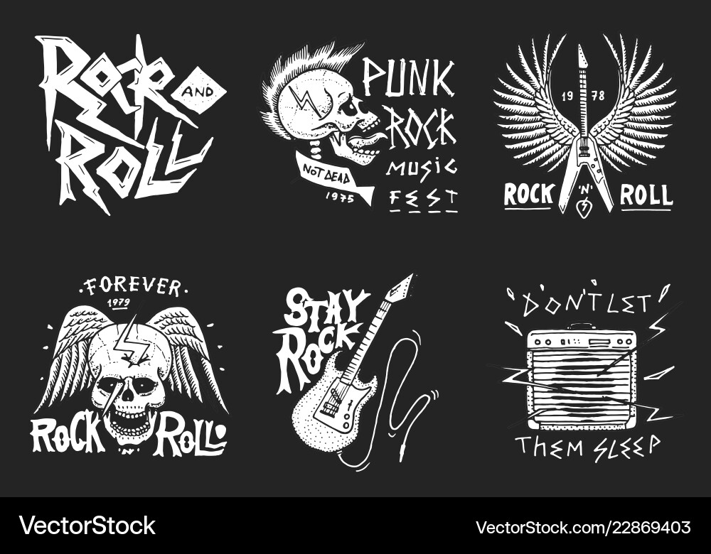 Rock & Roll Music Symbols Royalty Free Vector Image