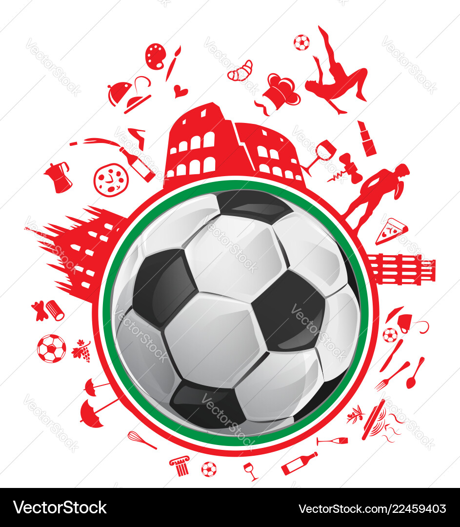 Soccer ball with italian symbol Royalty Free Vector Image