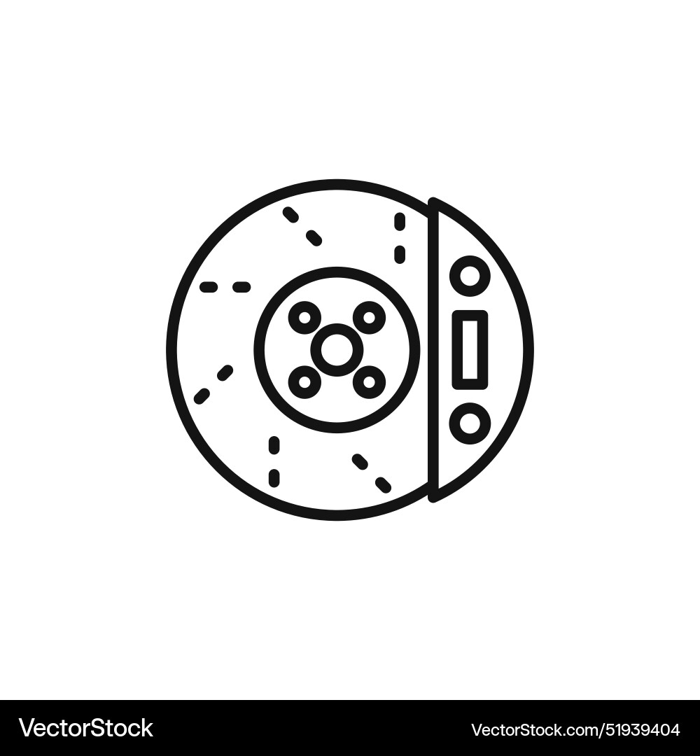 Car brake disk with caliper icon logo sign outline