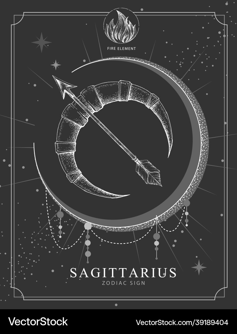 Card with astrology sagittarius sign Royalty Free Vector
