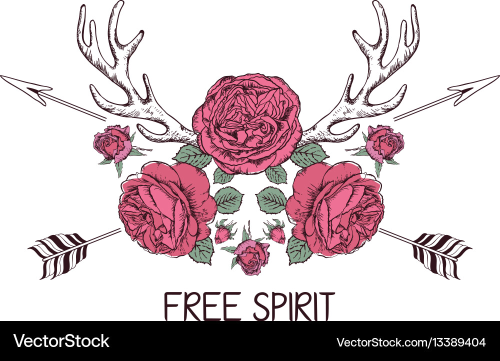 Hand drawn boho style design with rose flower Vector Image