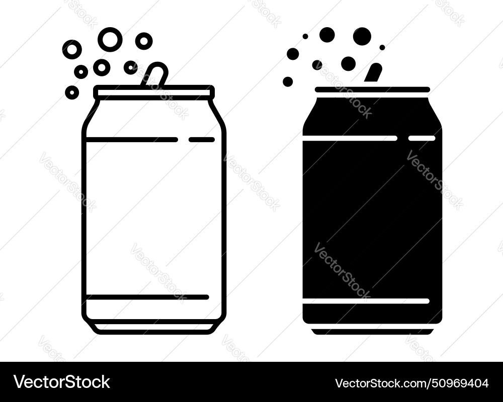Linear icon opened aluminum can for soft drinks Vector Image