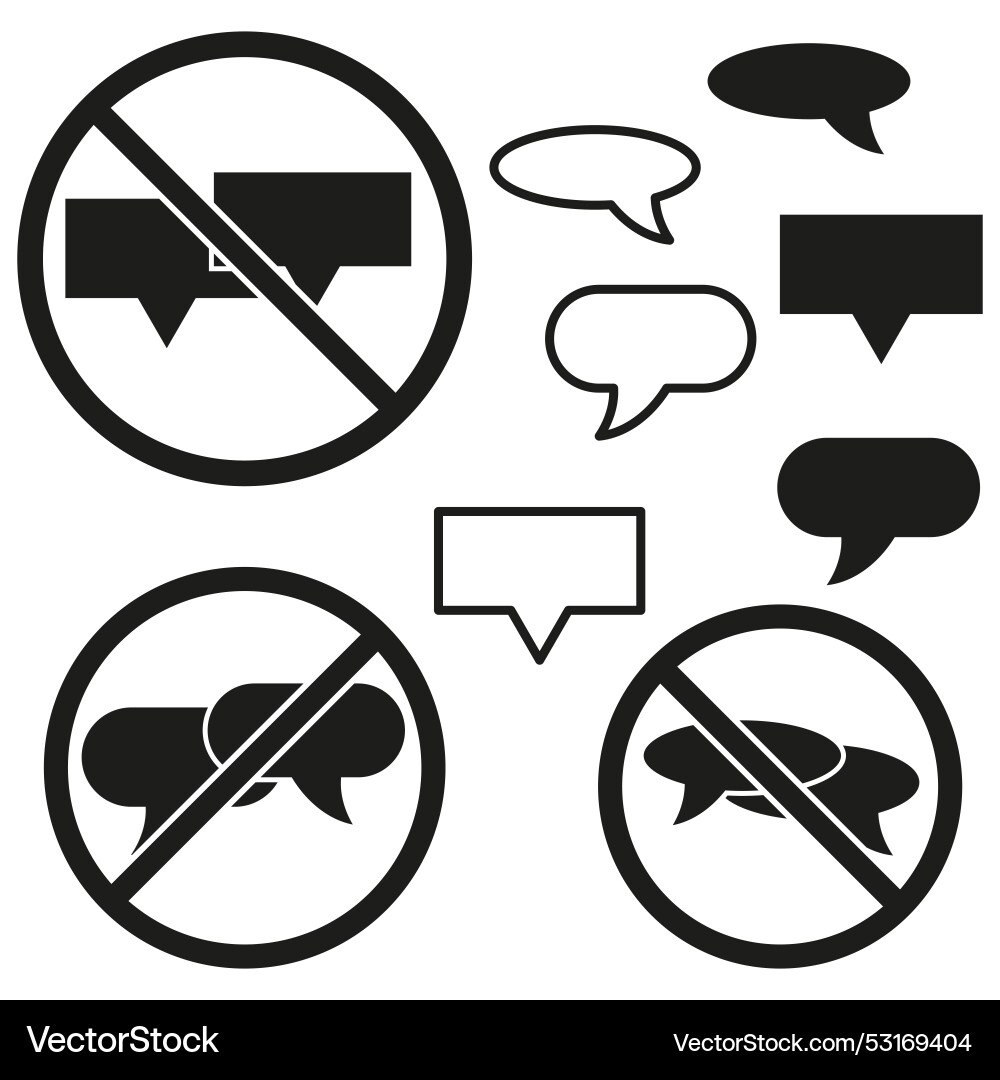 No speech bubbles set forbidden chat symbols Vector Image