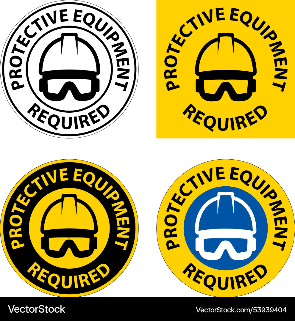 Safety equipment required signs for workplaces Vector Image