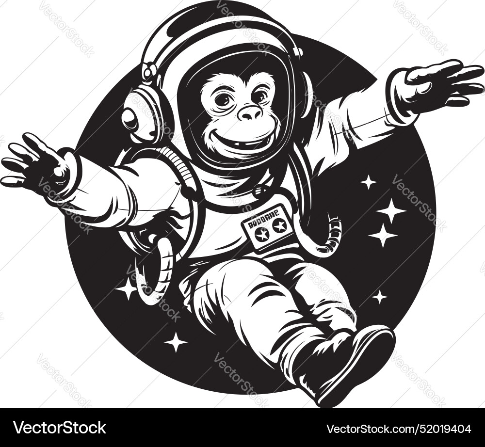 Spacefaring simian trek black graphic galactic Vector Image