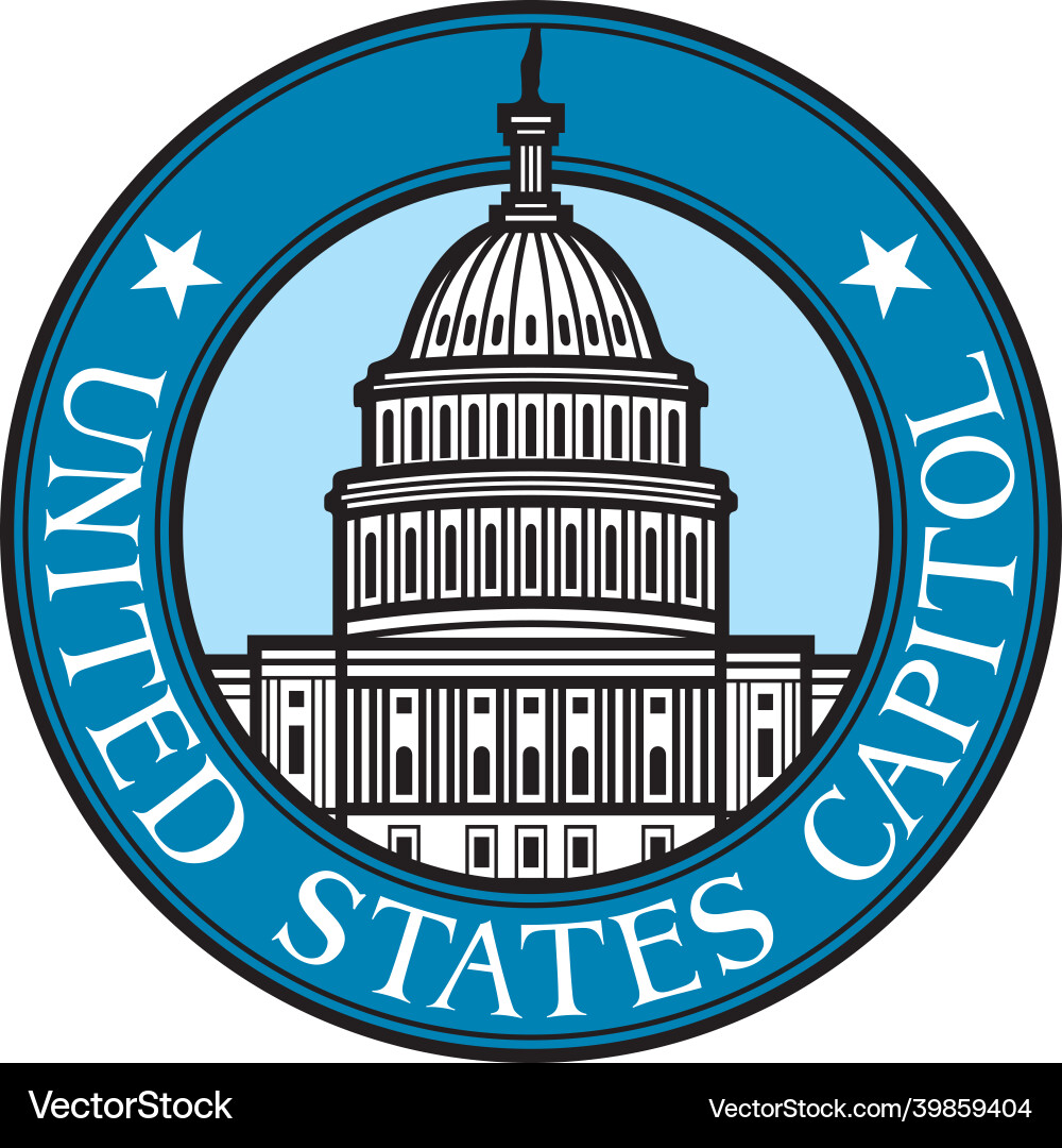 United states capitol color Royalty Free Vector Image