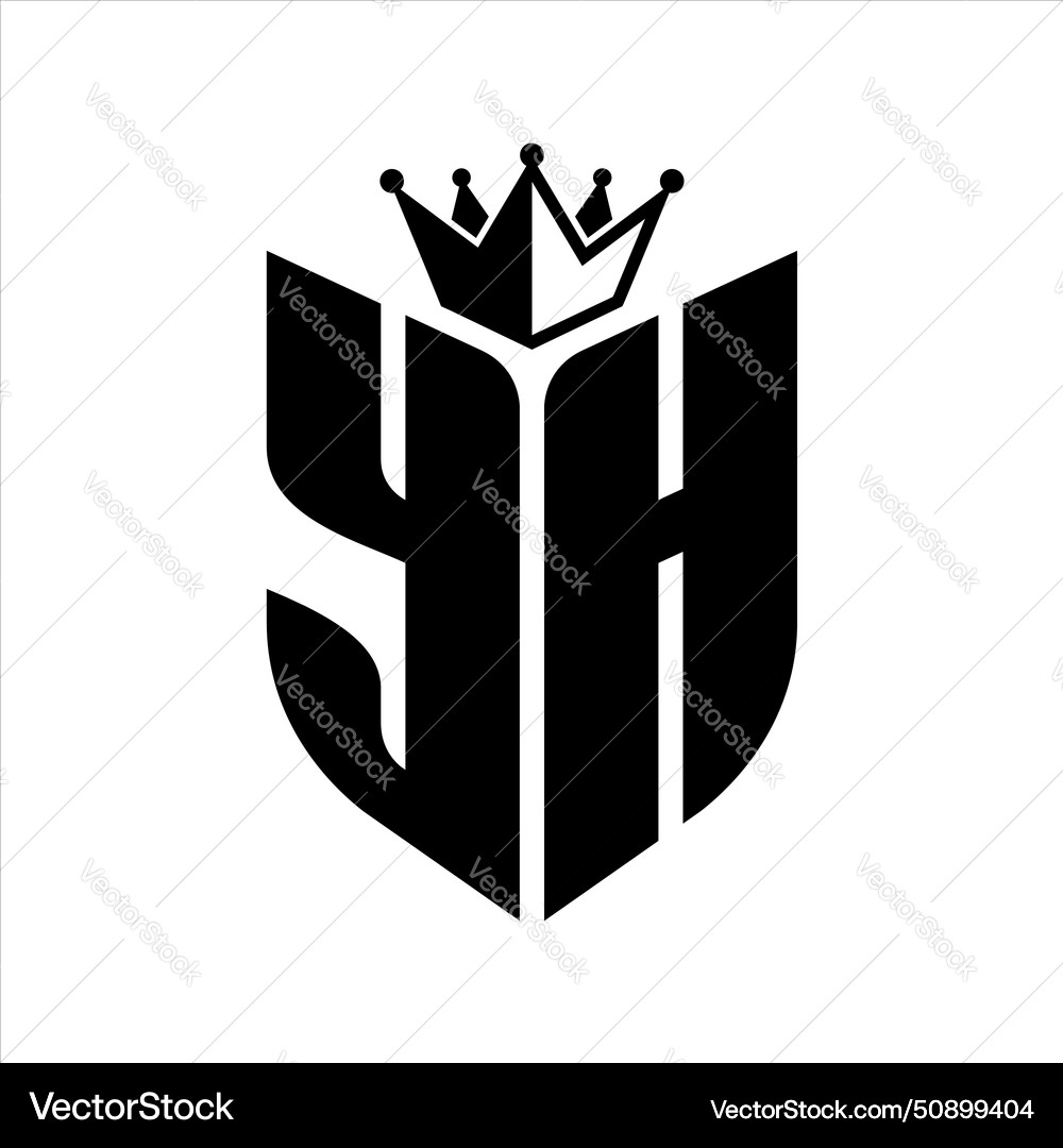 Yh letter monogram with shield shape crown Vector Image