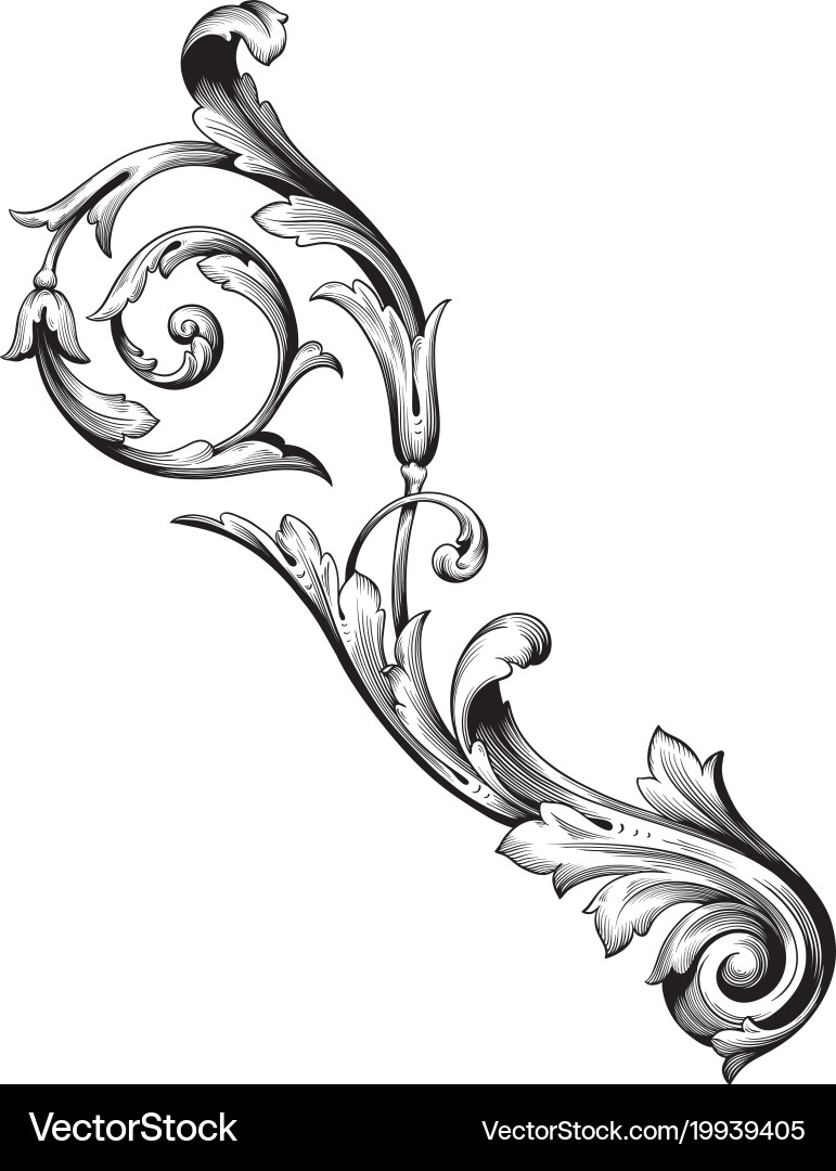 Baroque Scroll Ornament Royalty Free Vector Image