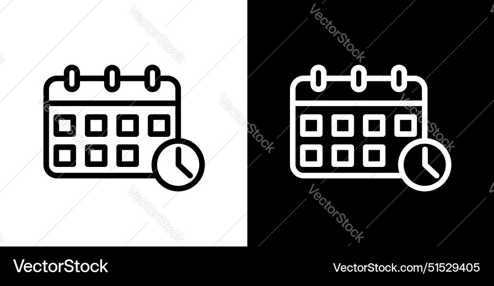 Calendar clock icon set appointment date reminder Vector Image