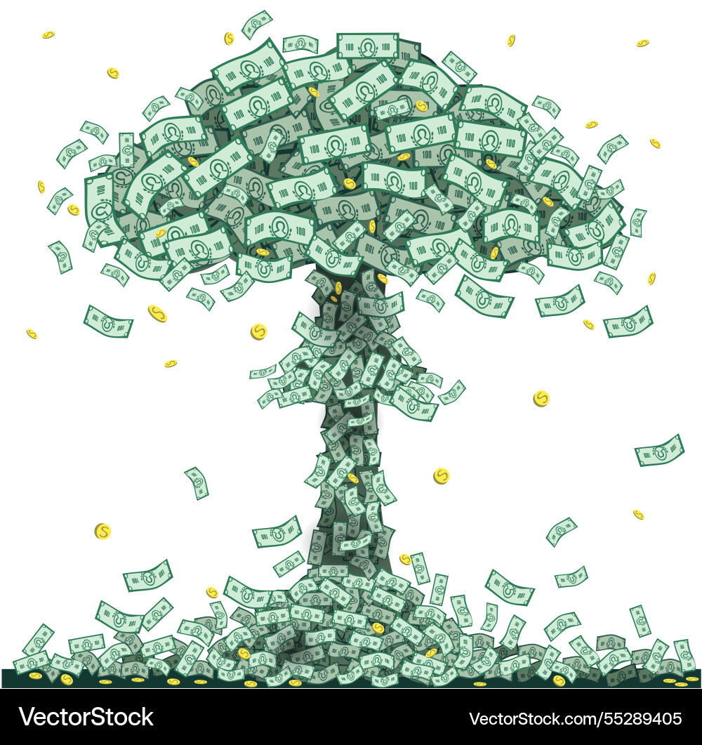 Clipart nuclear explosion from dollar bills Vector Image