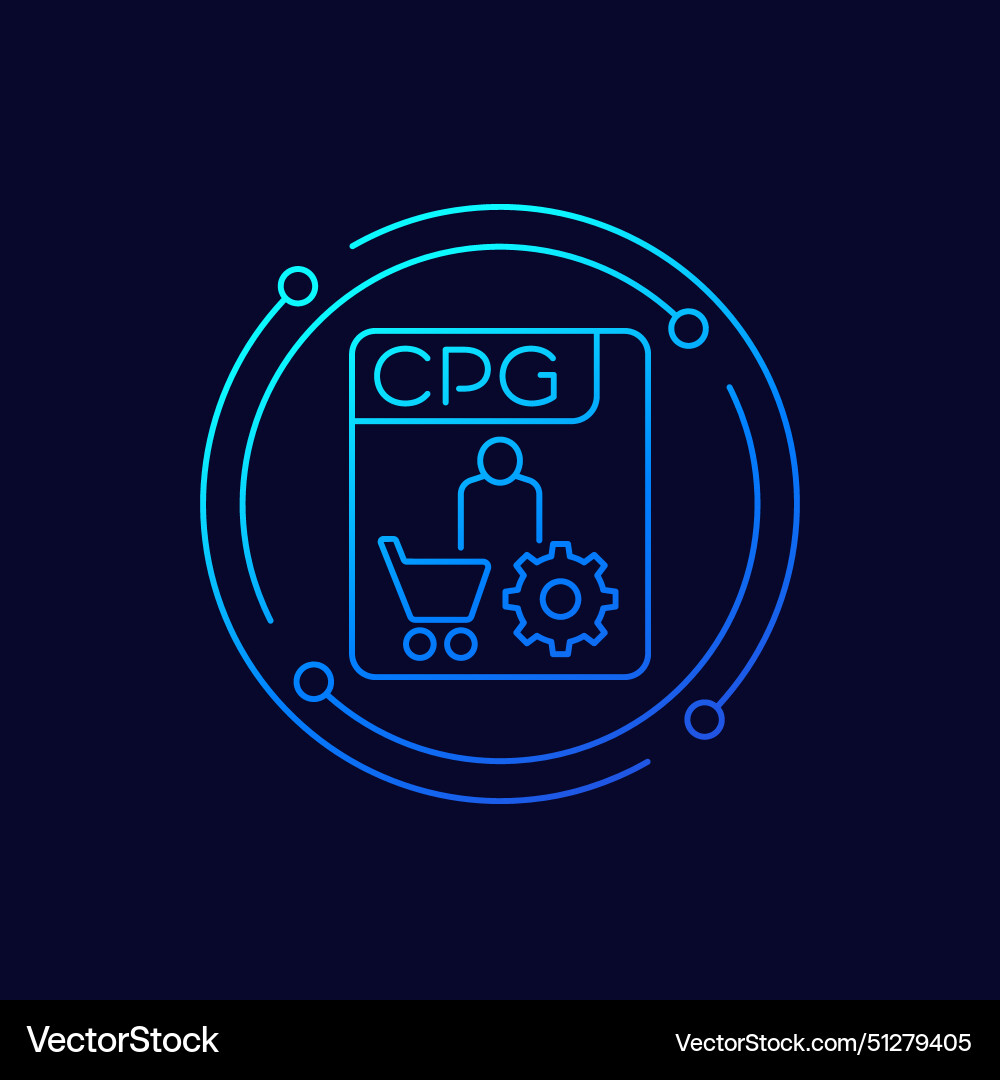 Cpg icon consumer packaged goods linear design Vector Image