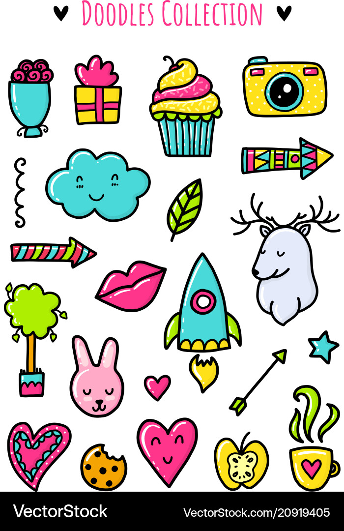 Cute Doodle Elements Royalty Free Vector Image