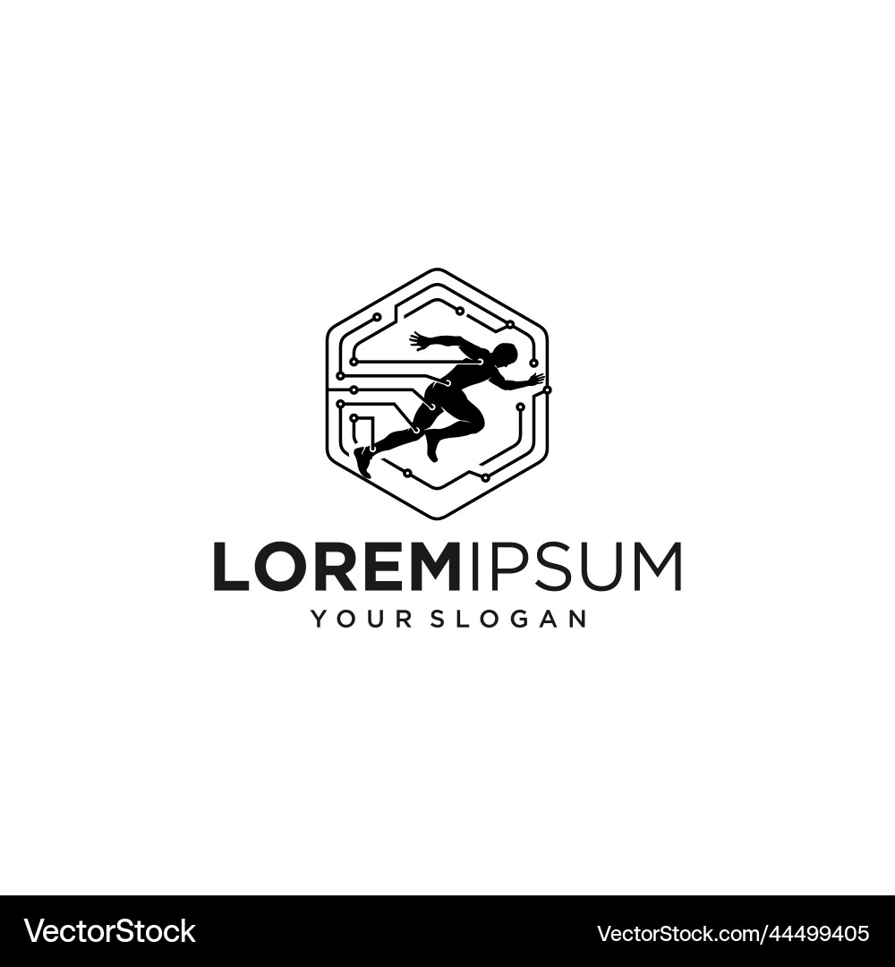 Sport tech lab silhouette logo Royalty Free Vector Image