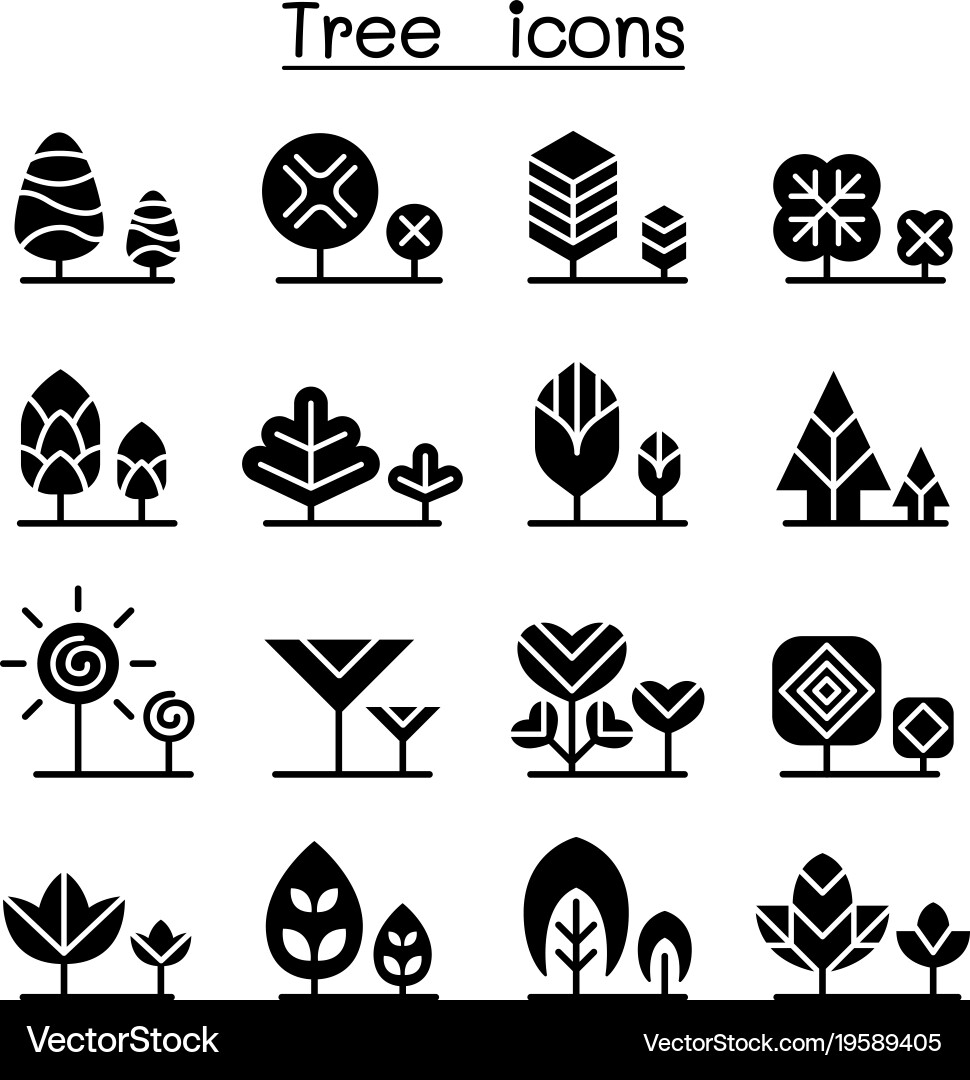 Tree icon set graphic design Royalty Free Vector Image