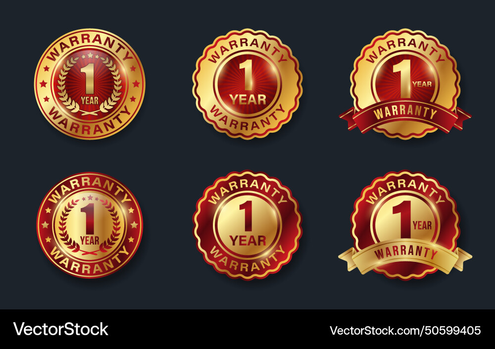 Warranty or guarantee gold badge Royalty Free Vector Image