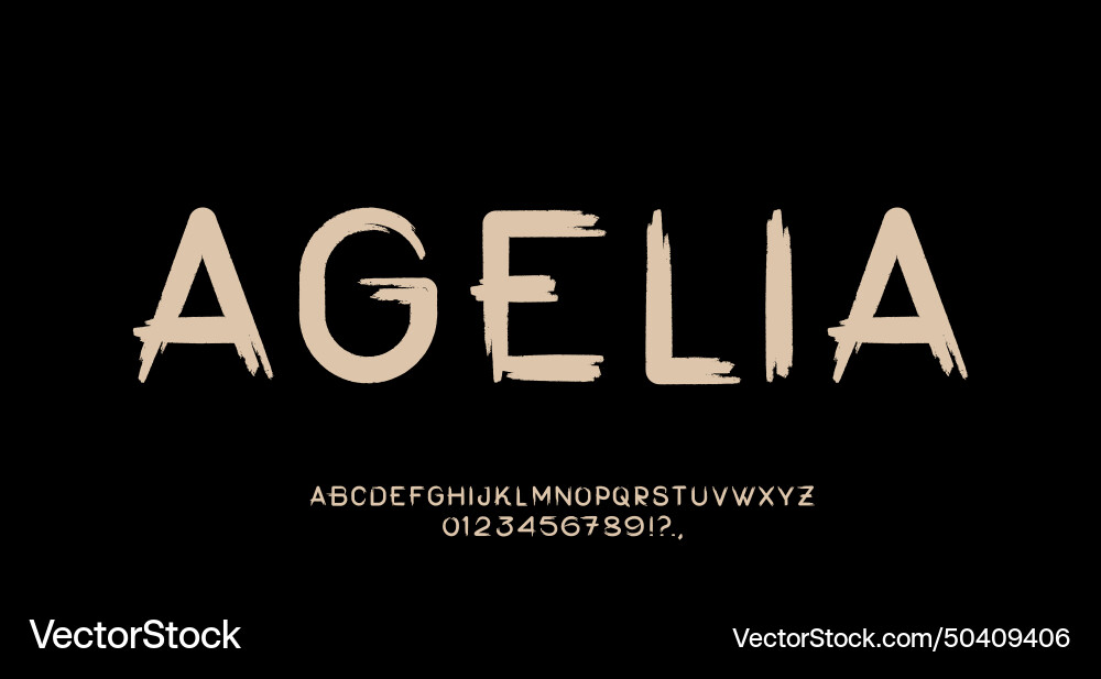 Agelia font display brush uppercase hand writing Vector Image
