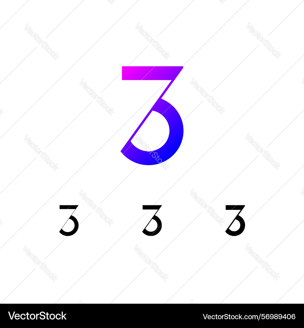 Art number 3 set numeral three for your logo Vector Image