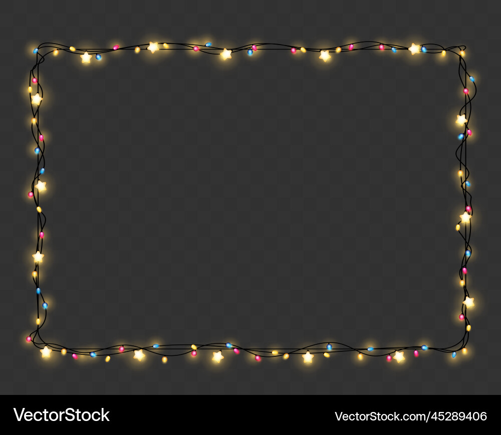 Christmas lights string rectangle shape Royalty Free Vector