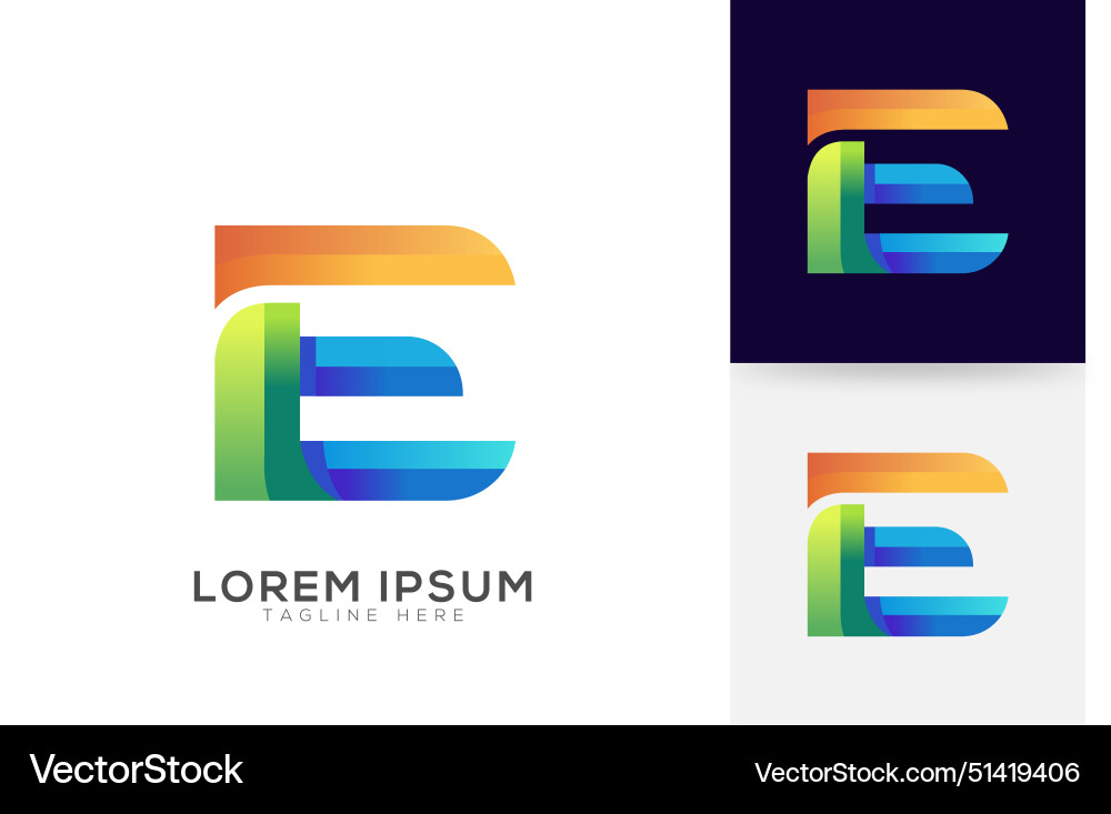 E letter logo design vibrant colors template Vector Image