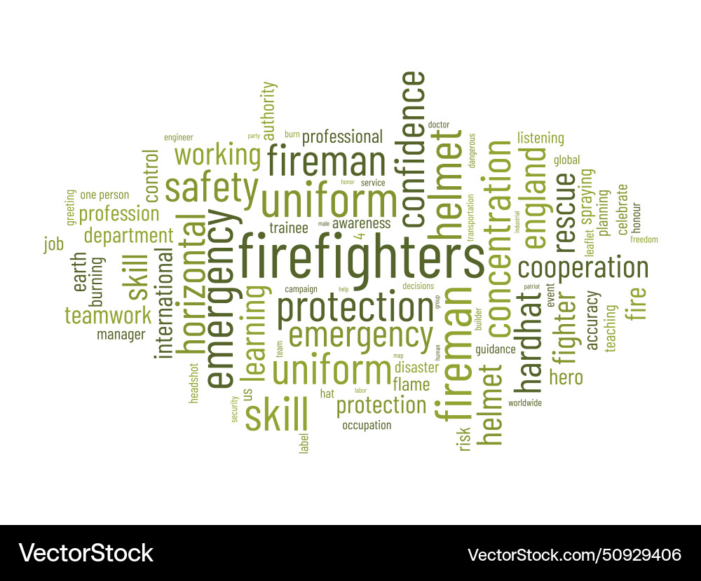 Firefighters day word cloud template career Vector Image