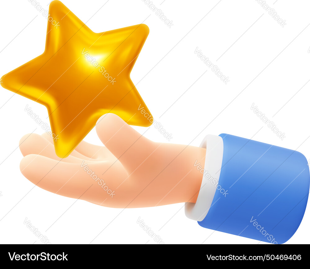 Hand holds golden star Royalty Free Vector Image