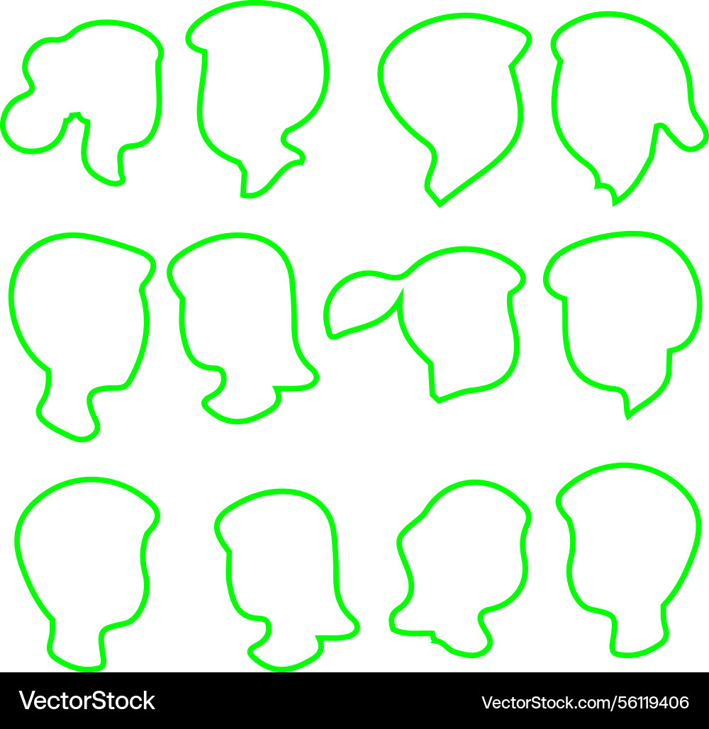 Human face icons side view outline Royalty Free Vector Image
