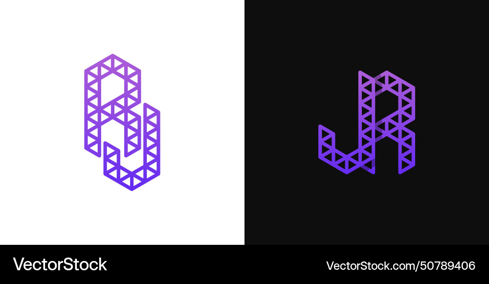 Letters jr and rj polygon logo suitable Royalty Free Vector