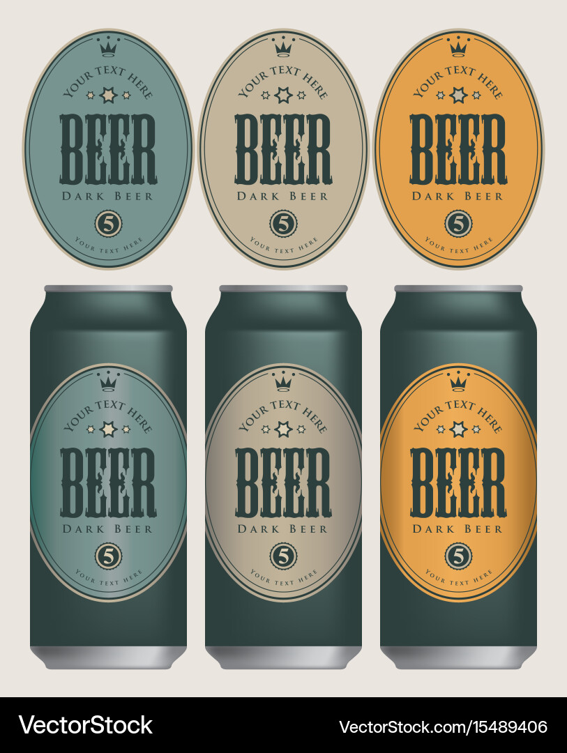 Sample three beer cans with labels Royalty Free Vector Image